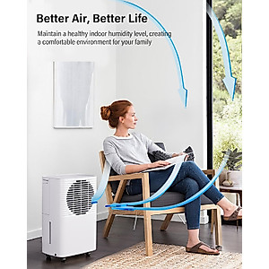 30-Pints Dehumidifier for Basements - 1500 Sq. Ft. Dehumidifier with Auto or Manual Drainage - Compact Dehumidifier with Intelligent Humidity Control | Auto Defrost | Dry Clothes