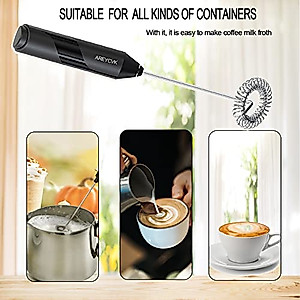 AREYCVK Handheld milk frother Small mixer for drinks Whisk Frother of Battery Operated,Stainless Steel Frother forlatte,cappuccino,hot,chocolate, Matcha(BLCAK)