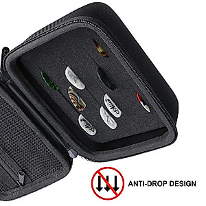 BOVKE Guitar Picks Holder Case for Fender, ChromaCast, D'Addario, JIM DUNLOP, Bolopick, MUSICAL INSTRUMENT All Size Guitar Picks, Mesh Pocket for String Winder, Bridge Pins, Black (Case Only)