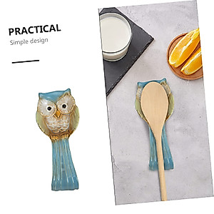 Yardwe Owl Spoon Holder Decorating Tools Buffet Serving Utensils Soup Spoons Ceramic Utensil Rest Dish Ceramic Ladle Rest Owl Spoon Rest Ceramic Scoop Holders Ceramic Spoon Rest Blue Fork