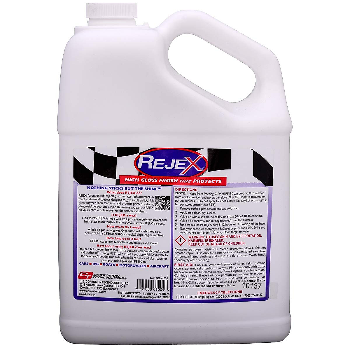 RejeX Corrosion Technologies 61004 (1 Gallon) – High Gloss Finish That Protects | for All Vehicles | Synthetic Paint and Surface Sealant | Last 2X Longer Than Any Wax | Nothing Sticks But The Shine!™
