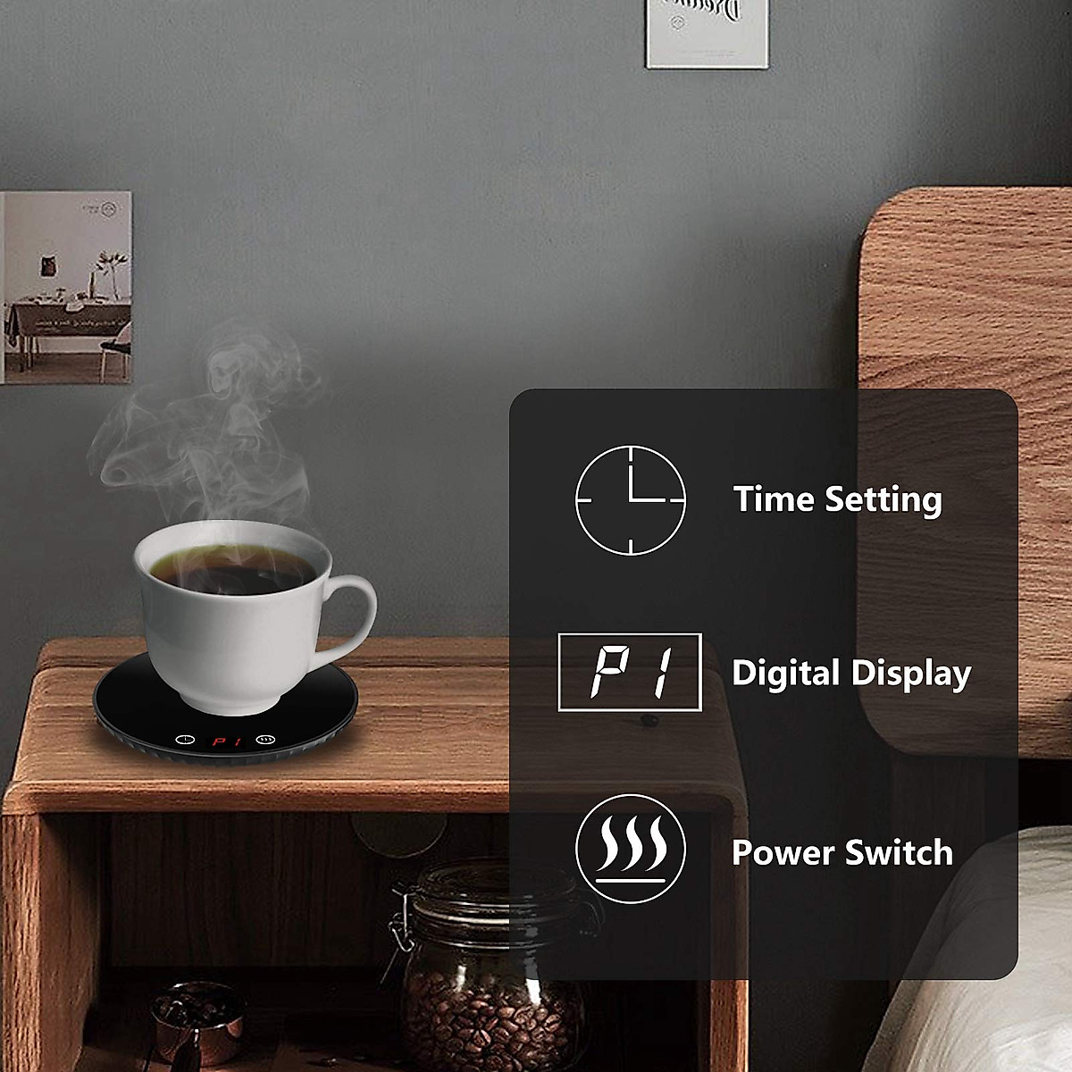 Kerjthu Coffee Mug Warmer, Smart Cup Warmer for Desk Beverage Warmer with 2 Temperature Setting Auto Shut Off Electric Tea Warmer & Candle Warmer Plate for Home Office Use