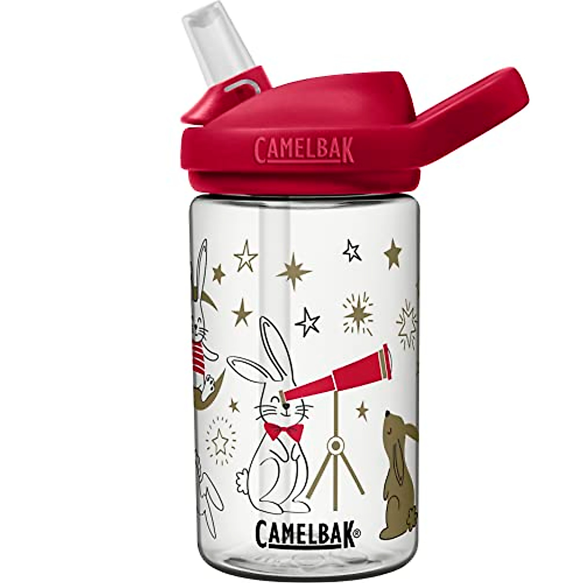 CamelBak Eddy+ 14 oz Kids Water Bottle with Tritan Renew – Straw Top, Leak-Proof When Closed, Star Gazing Rabbits