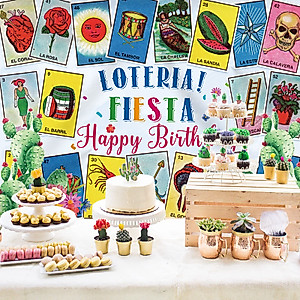 Rsuuinu Loteria Card Backdrop Mexican Fiesta Party Birthday Theme Mexico Loteria Cards Photography Background Fiesta Birthday Party Decorations Banner Newborn Adult Portrait Photo Booth Props 7x5ft