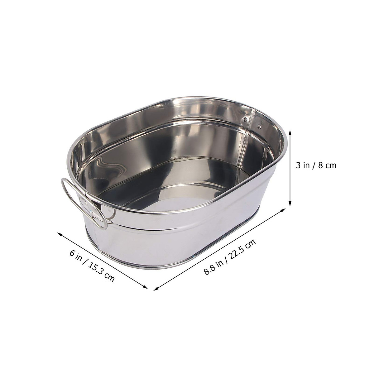 DOITOOL Galvanized Tub Galvanized Metal Tub, Beverage Tub for Parties, Galvanized Drink Tub Ice Bucket Oval Storage Bucket Ice Tub, 8.84x6.01x3.14 inch Galvanized Bucket