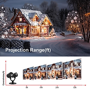 Snowflake Projector Lights Outdoor, Upgrade 2.0 HD Dynamic Christmas Projector Lights Outdoor, IP65 Waterproof Snow Projection Light for Xmas, Holiday, Wedding, Party, Home, Garden Landscape