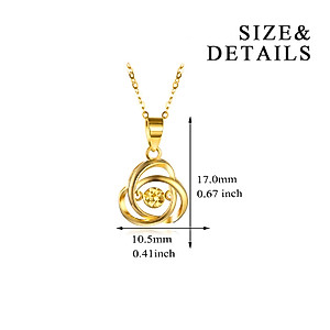 SISGEM 18k Yellow Gold Love Knot Pendant Necklace for Women, Real 18 Karat Gold Anniversary Jewelry for Wife, Birthday Gifts for Mother, Present for Her, 18"