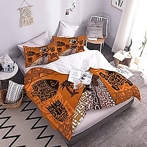 Quilt Cover Queen Size African Symbols 3D Bedding Sets Mask Duvet Cover Breathable Hypoallergenic Stain Wrinkle Resistant Microfiber with Zipper Closure,beding Set with 2 Pillowcase
