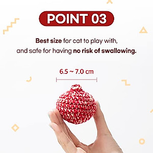 JAYU PET Red Cat Ball - Catnip Inside Cat Toy, Handmade Silvervine Ball Toys for Indoor Cats, Interactive Matatabi Cat Ball Toy, Cat Kitten Toys, Cat Balls (2.7 inch)