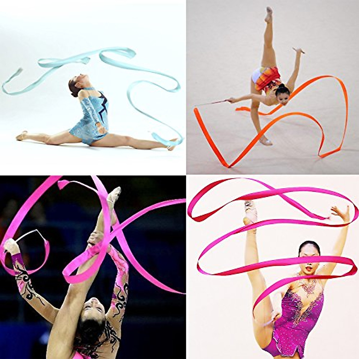 Smartlife15 10 Colors Gymnastic Dance Ribbon Streamer 4M Dancing Baton Gym Rhythmic Ribbons with Wand Art Artistic Gymnastics Ballet Twirling Rod Stick for Women Girls Kids
