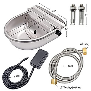 KHEARPSL Automatic Heated Waterer Heated Dog Bowl Pet Thermal-Bowl Livestock Water Trough Heated Water Bowl for Dog Horse Cattle Chicken Pig Goat (Waterer with Hose)