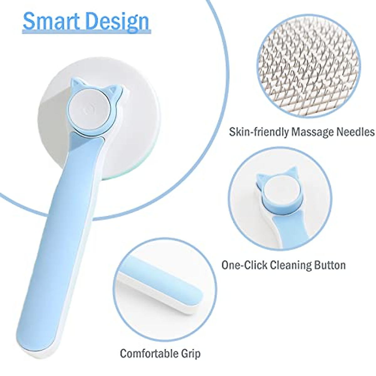 Yintoper Cat Brush with Release Button, Self Cleaning Slicker Brush for Shedding Grooming or Massage, Cat Brush for Indoor Cats Removes Loose Fur, Dog Brush for Short or Long Hair Dogs, Cats, Rabbits