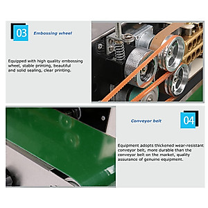 INTBUYING FR-770 Continuous Band Sealer Automatic Sealing Machine Bag Heat Sealer Sealing Polybag Mache for PVC Bag Filmwith Two 770mm PTFE Belts (Horizontal) 110V