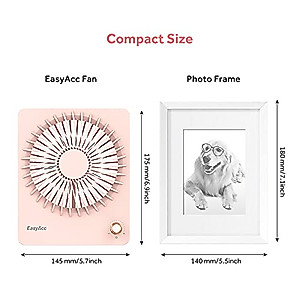 EasyAcc Portable Desk Fan Desktop Fan, 3350 Battery Operated Fan 6-Inch Foldable Travel Fan [ Ultra-Quiet Step-less Speed Control ] 160°Tilt Standing Hanging Fan for Travel Office Home Outdoor