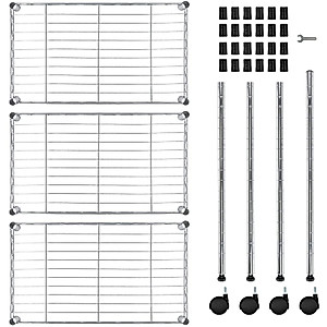 PRODCA Simple Deluxe Heavy Duty 3-Shelf Shelving Unit, 24" D x 14" W x 20" H, 3 Tier