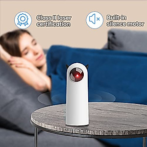 Automatic Cat Laser Toy, Interactive Laser Cat Toys USB/Batteries Power with 2 Speed Patterns 3 Modes /4 Angles, Adjustable Circling Ranges and Speed for Cats/Kitty/Dogs(White)