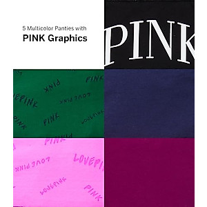 Victoria's Secret PINK Women's Cotton Logo Hipster Underwear, Panties for Women, Heritage Logo, (XL)