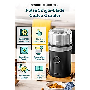 COSORI Coffee Espresso Grinder Electric, Food Grade Stainless Steel Blades, 12 Cups, Black
