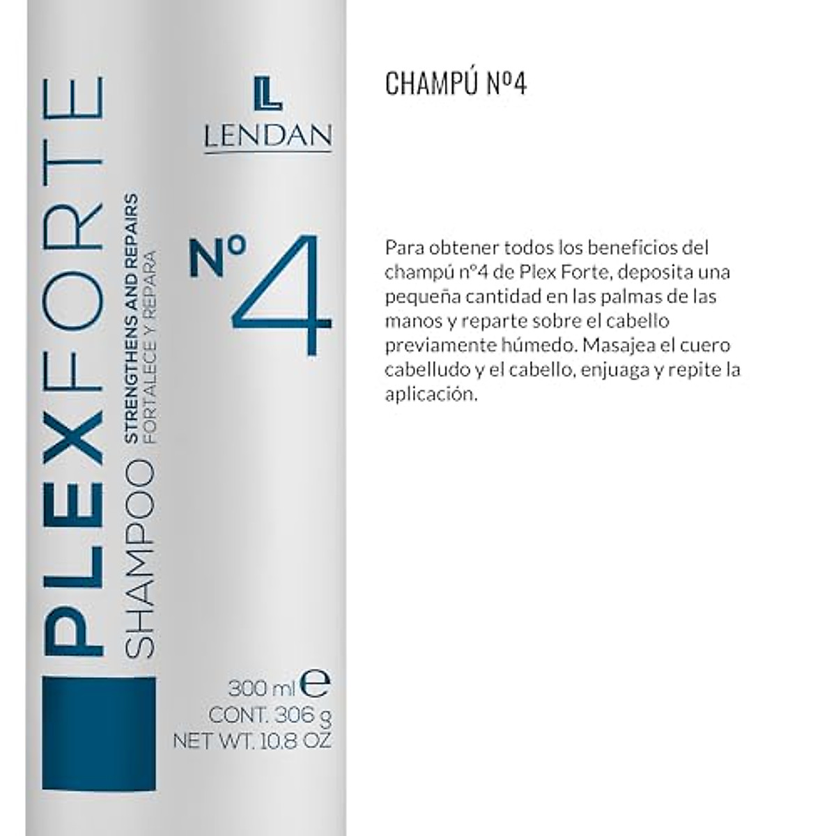 Lendan - Repair Shampoo - Plex Forte Nº4 Shampoo - 300 ml - Repairs and Strengthens Hair - Deep Cleanses - Normalizes Hair pH - Anti-Frizz - Deep Hair Hydration