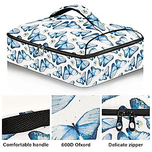 Kcldeci Insulated Thermal Food Carrier Insulated Casserole Carrier for Hot or Cold Food,Butterfly Spring Summer Floral Insulated Tote Bag for Potluck Cookouts Parties Picnic,Lasagna Lugger