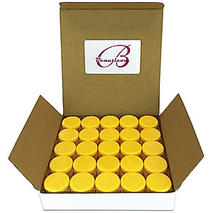 50 New Empty 5 Grams Acrylic Clear Round Jars - BPA Free Containers for Cosmetic, Lotion, Cream, Makeup, Bead, Eye shadow, Rhinestone, Samples, Pot, Small Accessories 5g/5ml (YELLOW LID)