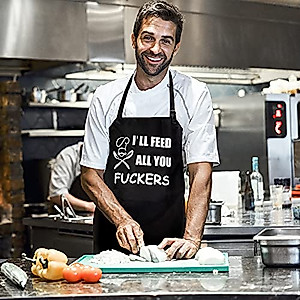 JMYJTSHDP Funny Apron for Men, Chef Bib Apron with 2 Pockets, Adjustable Neck Strap and 40" Long Ties – Perfect for Kitchen Cooking, BBQ, Baking, Gifts for Husband, Dad, Wife, Mom.