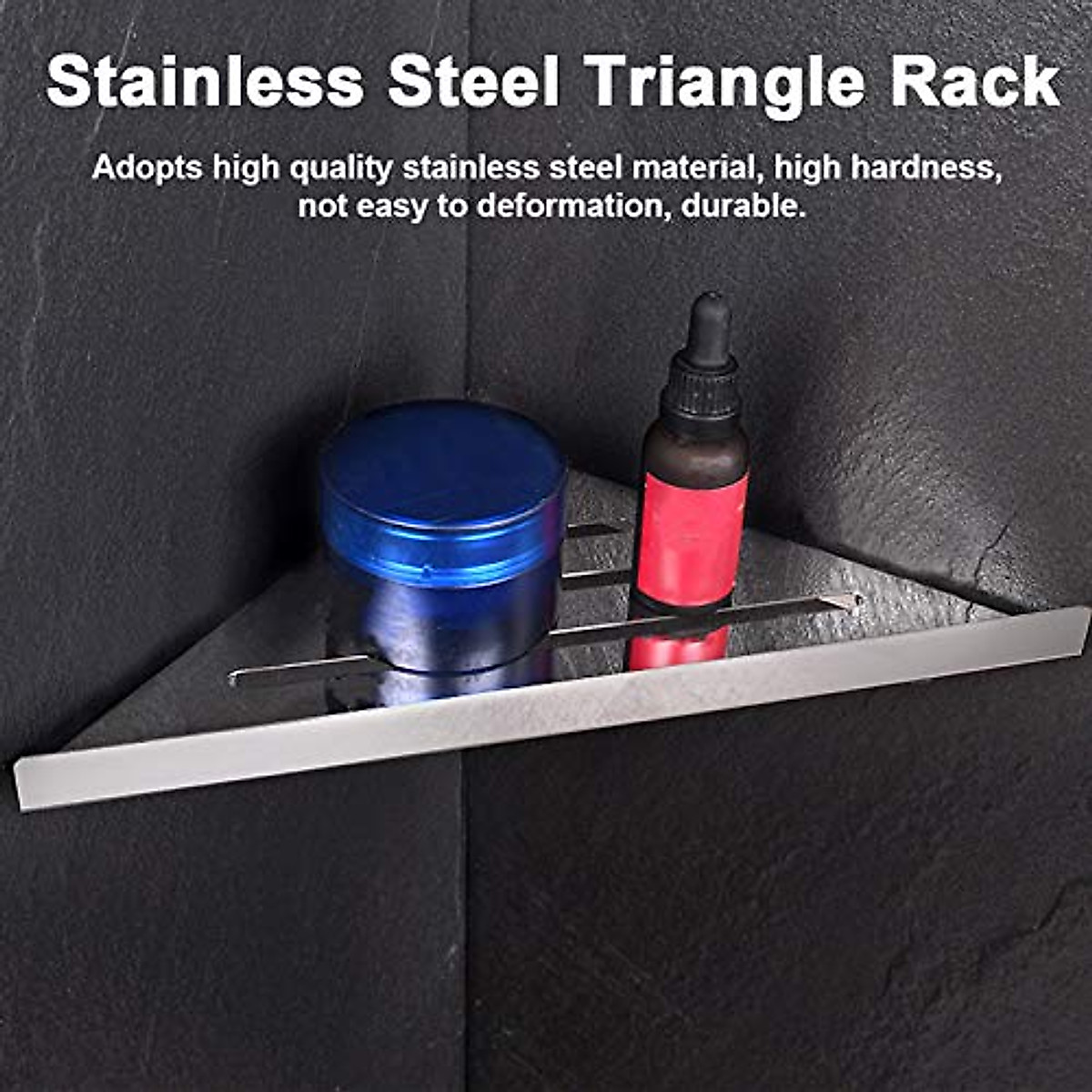 OUKENS Rack Bathroom Corner Shelf, Stainless Steel Triangular Storage Shelf Shower Corner Shelf Rack Organizer for Home Bathroom(Punching)