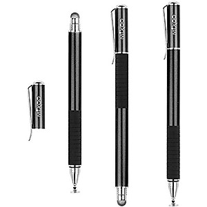 Mixoo Capacitive Stylus Pen,(Disc and Fiber Tip 2-in-1 Series) High Sensitivity and Precision,Stylus for iPad,iPhone and Other Touch Screens Devices, Black