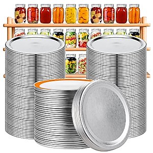 SKERYBD 100-Count Canning Lids, Wide Mouth Mason Jars Lids for Ball/Kerr Jar, Large Mouth and Split-Type (Only Lids)