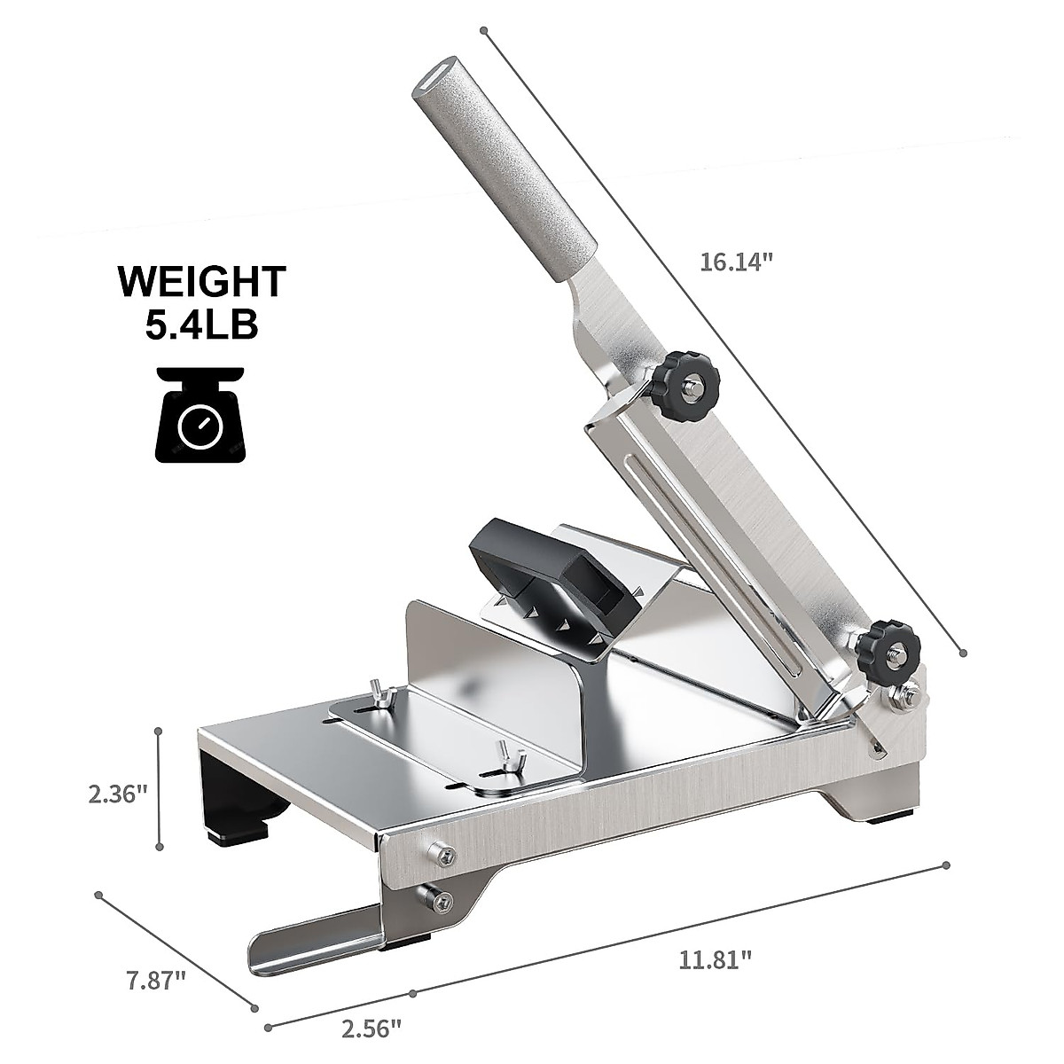 Manual Meat Slicer-Stainless Steel Meat Food Slicer Telescopic Fixed Baffle Food Meat Slicer U-shaped Support Frame Meat Chopper Slicer Suitable for Meat Ribs Vegetables Frozen Meat