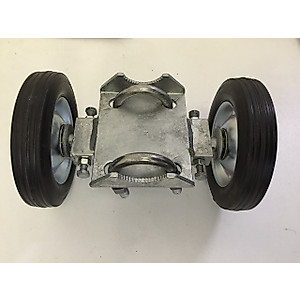 Rolling GATE Double Carrier Wheel - 6" Solid Rubber Wheels - 6" Axle Assembly