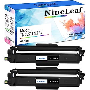 NineLeaf Compatible Toner Cartridge Replacement for Brother TN227 TN-227 TN-227BK TN227BK Work with HL-L3230CDN HL-L3290CDW DCP-L3550CDW MFC-L3770CDW HL-L3210CW Printer (2 Pack Black)