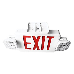 Led Exit Signs With Emergency Lights, Emergency Exit Sign With 2 Emergency Light AC85 to 265V Red Emergency Signage for Schools, Churches, Hospitals