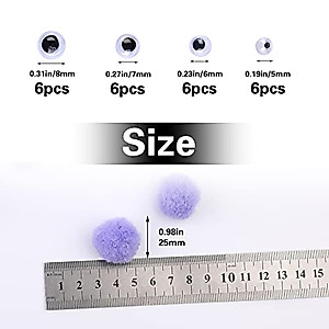 150 Pieces Light Purple Pom Poms, 1 Inch Pom Poms with Self-Adhesive Wiggly Eyes for Crafts, Small Fuzzy Balls Pompom Puff Balls for DIY Art Creative Crafts Decorations