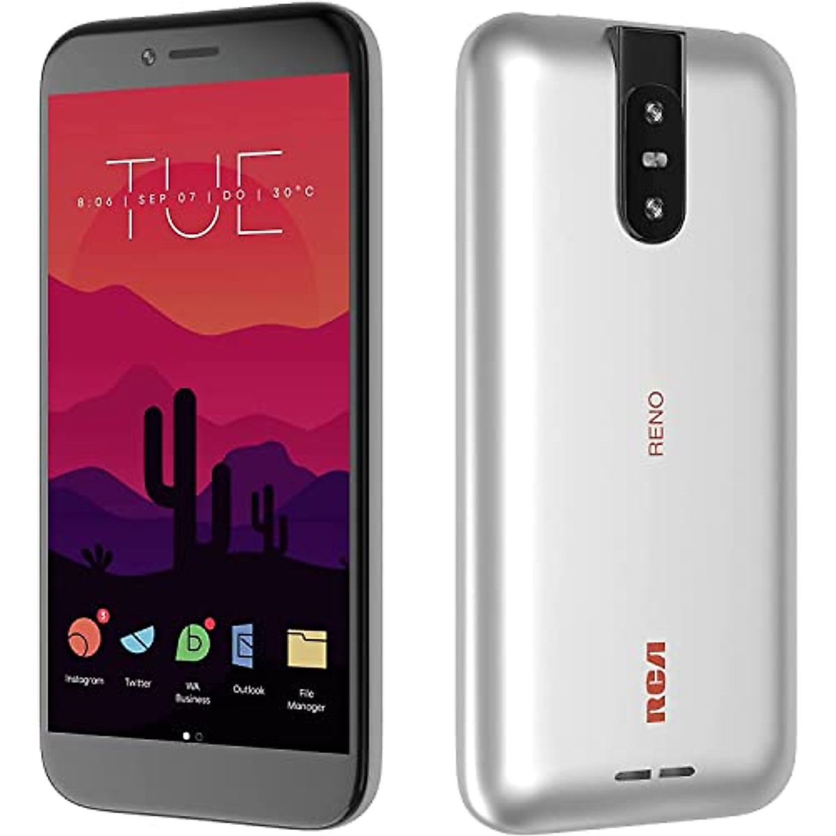 RCA Reno Smartphone, 4G LTE, 16GB+2GB RAM, Android 11, Silver, Unlocked