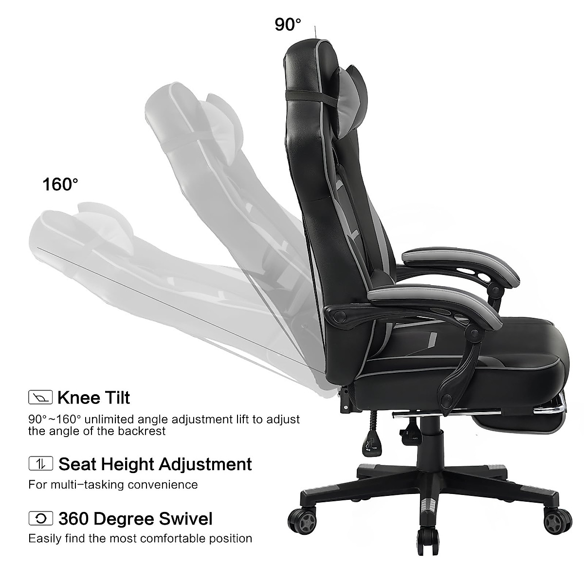 LUCKRACER DF-F59-GRAY Gaming Chair, Grey
