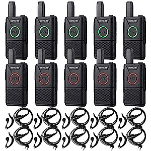 Retevis RT18 Dual PTT 2 Way Radios, Walkie Talkies with Earpiece, Metal Clip, Handsfree, Portable FRS Two Way Radios Rechargeable for Restaurant School Hospital Retail (10 Pack)