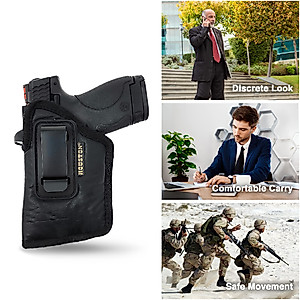 Houston Gun Holsters IWB Optical Gun Holster by Houston Eco Leather Concealed Carry Soft Material Black CHPO-57GL-LH CHPO-57GL-LH