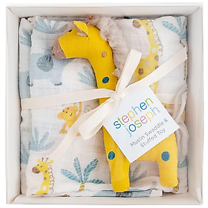 Stephen Joseph, Muslin Blanket and Stuffed Animal, Giraffe, Yellow