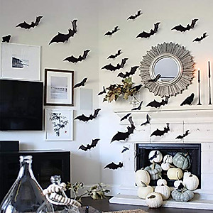 Halloween Decorations - Halloween Party Indoor Outdoor Decor Supplies , 56 PCS Reusable PVC 3D Decorative Scary Bats Wall Stickers Comes with Double Sided Foam Tape