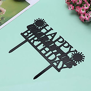 Amosfun Delicate Birthday Cake Decorations Acrylic Quarantined Cake Toppers Cake Picks Creative Dessert Fruit Insert Party Cake Favor (Black) for Party Cake Decortion