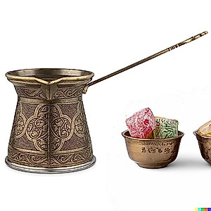 Alisveristime Authentic Turkish Coffee Pot, Handmade Cezve/Ibrik, Multiple Sizes and Colors Available - Enhance Your Coffee Experience Now! (Antique Green, 6 Cup)