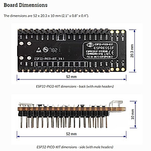DIYmall ESP32-PICO-KIT V4.1 Mini Development Board ESP32 ESP-32 WiFi Module with Male Pin Header