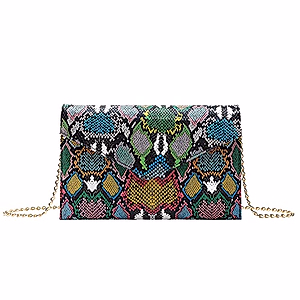 JOBEDE Snakeskin Envelope Clutch Handbag Evening Party Prom Chain Bag Women Shoulder Crossbody Bag