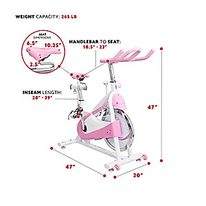 Sunny Health & Fitness P8150 Belt Drive Premium Indoor Cycling Bike, Pink