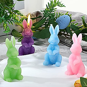 4 Pieces Easter Candles Rabbit Shape Candles Easter Bunny Candles Spring Easter Candles Rabbit Candles Gifts for Easter Bunny Decorations Party Table Home Decor Spring Celebrations