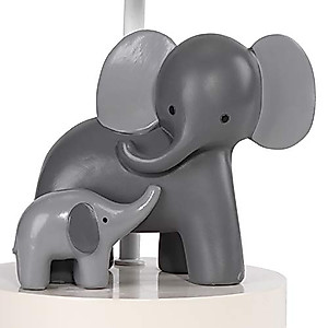 Lambs & Ivy Me & Mama White/Gray Elephant Nursery Lamp with Shade & Bulb