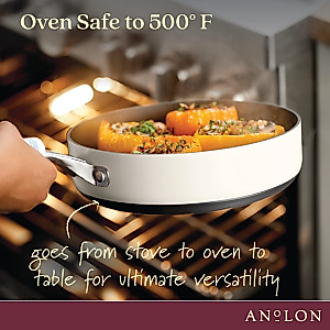 Anolon Achieve Hard Anodized Nonstick Cookware Pots and Pans Set, 9 Piece - Cream