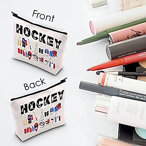 Hockey Player Gift for Girl Hockey Cosmetic Bag Hockey Lover Gift Hockey Makeup Zipper Pouch for Hockey Mom Hockey Coach Hockey Team Hockey Girls (Hockey)