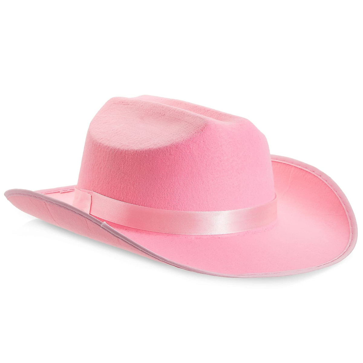 Zodaca 4-Pack Pink Cowboy Hats for Girls - Cute Felt Cowgirl Hats for Costume, Dress Up Party (One Size Fits All)